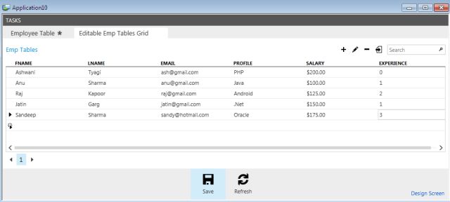 Editing And Deleting Records Using Editable DataGrid Screen In